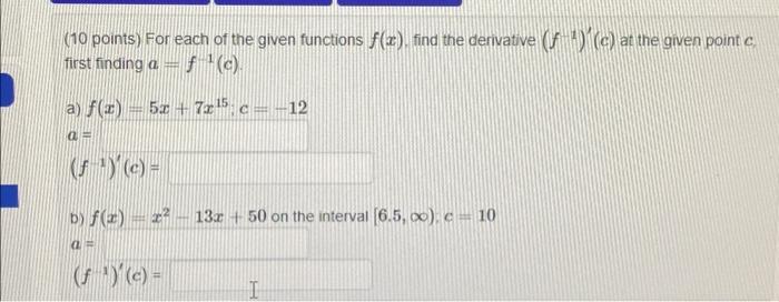 Solved (10 points) For each of the given functions f(x), | Chegg.com