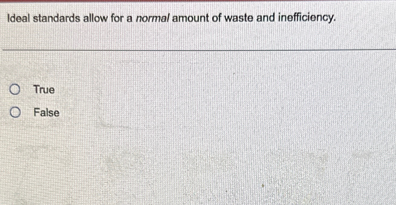 Solved Ideal standards allow for a normal amount of waste | Chegg.com
