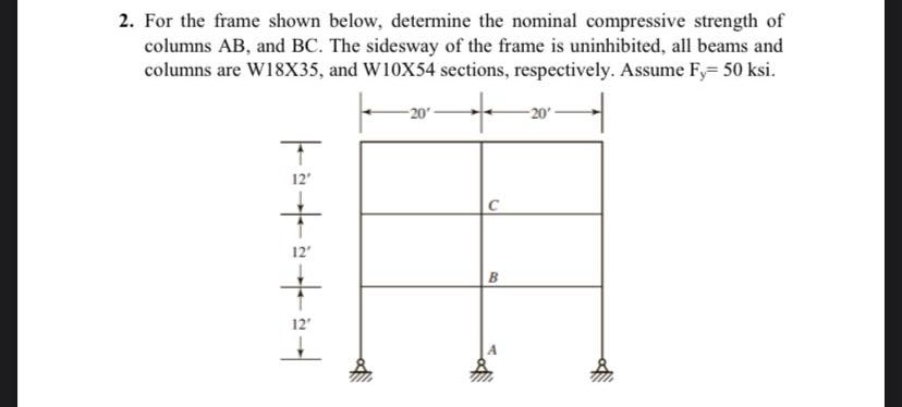 Solved For the frame shown below, determine the nominal | Chegg.com
