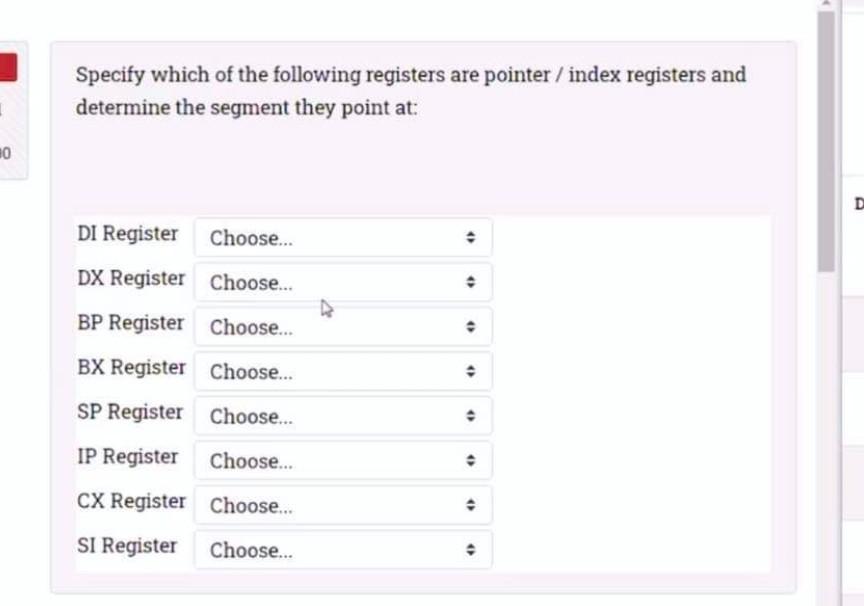 Solved Specify which of the following registers are pointer | Chegg.com