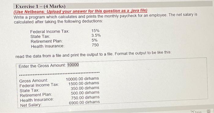 Solved Exercise 1 - (4 Marks) (Use Netbeans: Upload your | Chegg.com