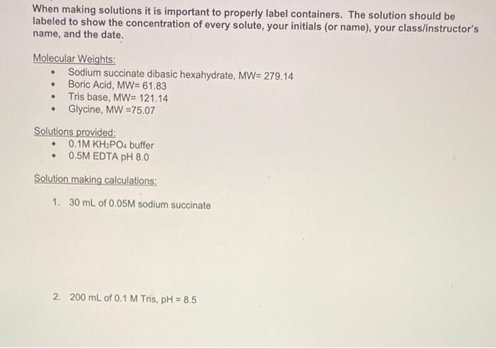 Solved When making solutions it is important to properly | Chegg.com