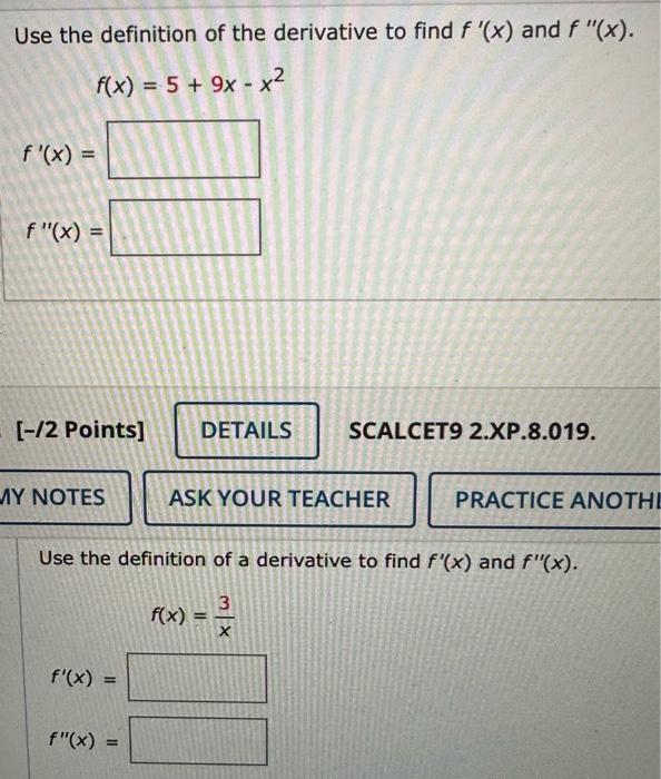 Solved If F X X2−x 3 F′ X Use The Definition Of The