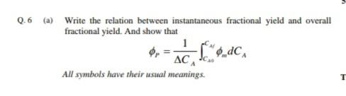 Solved Q.6 (a) Write the relation between instantaneous | Chegg.com