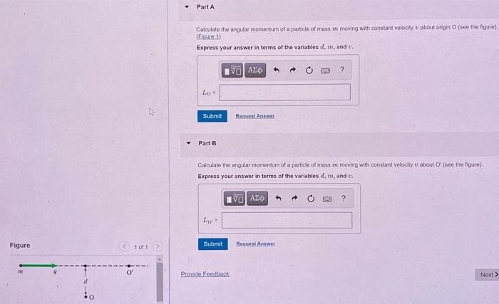 Solved Part A Calculate the angular momentum of a particle | Chegg.com
