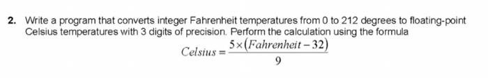 Solved 2. Write a program that converts integer Fahrenheit | Chegg.com