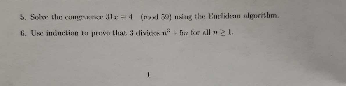 Solved Solve the congruence 31x-=4,(mod59) ﻿using the | Chegg.com