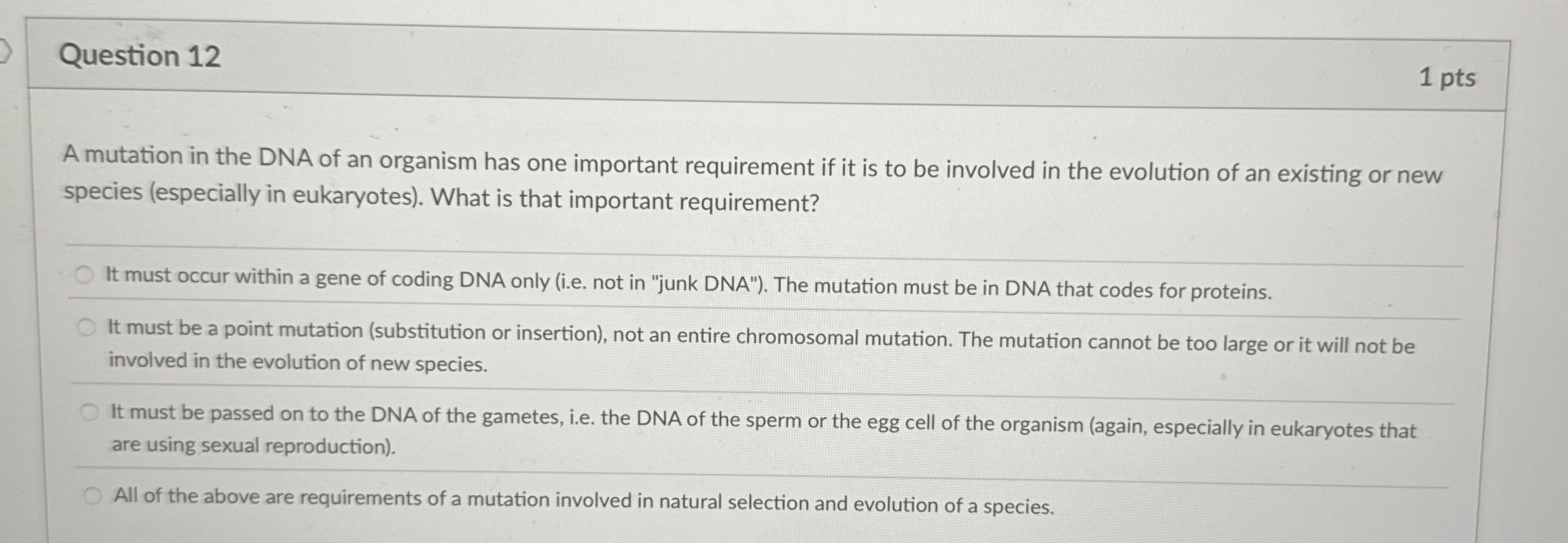 Solved Question 121 ﻿ptsA mutation in the DNA of an organism | Chegg.com