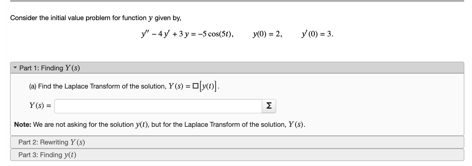 Solved Consider the initial value problem for function y | Chegg.com