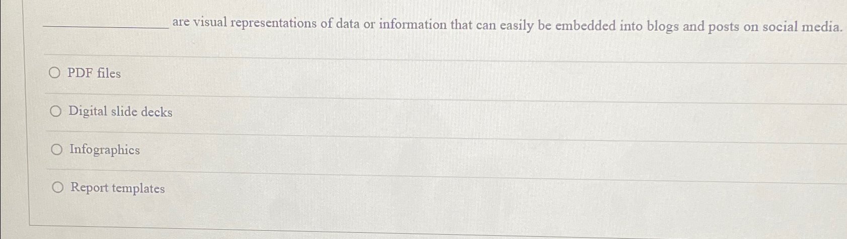 Solved ﻿are visual representations of data or information | Chegg.com