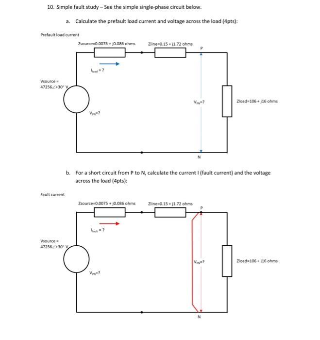 Solved 10. Simple fault study-See the simple single-phase | Chegg.com