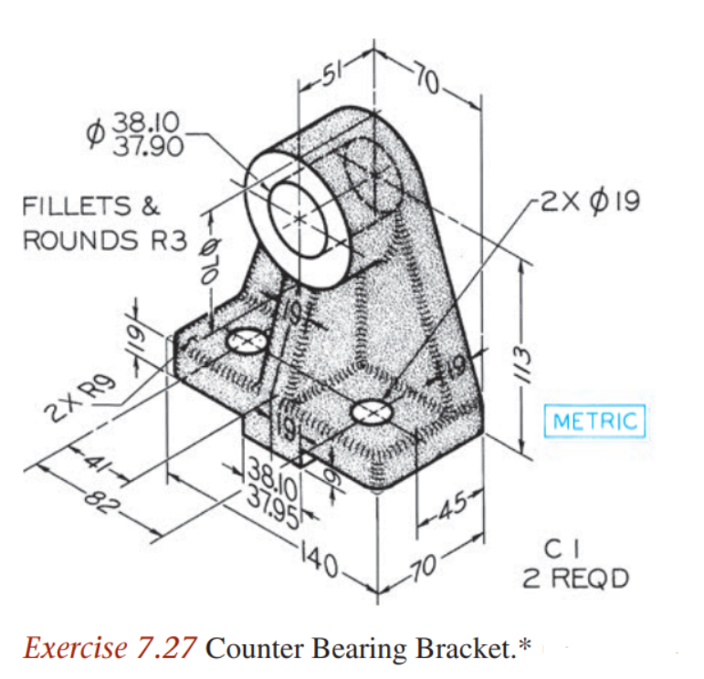 Solved Please sketch the front view, top view and right side | Chegg.com
