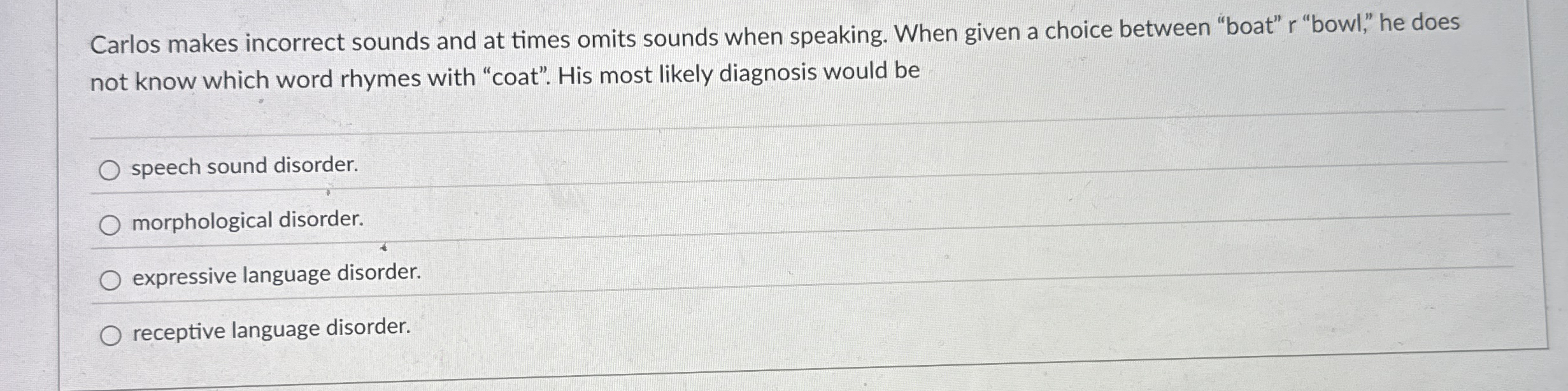 Solved Carlos makes incorrect sounds and at times omits | Chegg.com