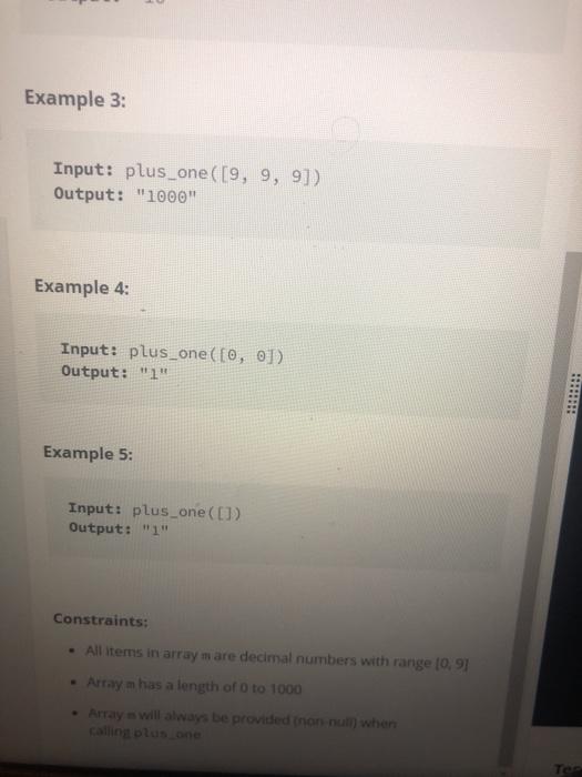 Solved 1. Plus One Implement a function called plus_one | Chegg.com