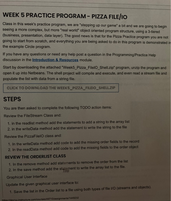 (Solved) : Week 5 Practice Program Pizza File 10 Class Week S Practice ...