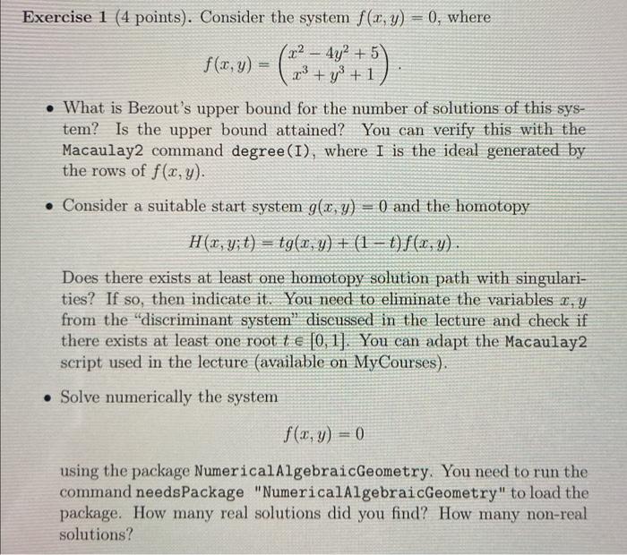 Solved Exercise 1 (4 points). Consider the system f(x, y) = | Chegg.com