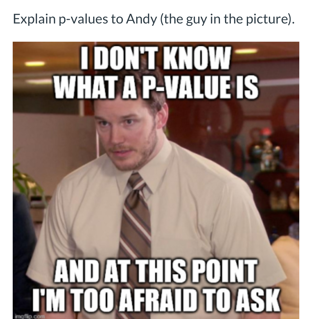 Solved Explain p-values to Andy (the guy in the picture) | Chegg.com