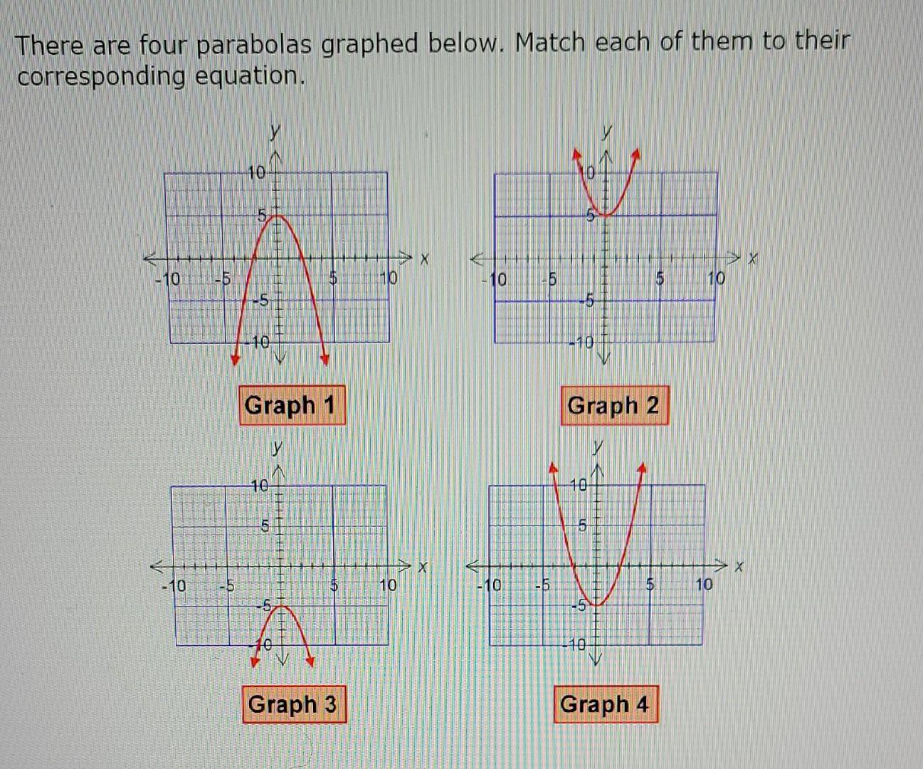 Solved There are four parabolas graphed below. Match each of | Chegg.com