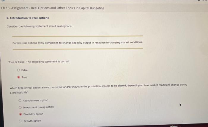 Solved 1. Introduction to real options Consider the | Chegg.com