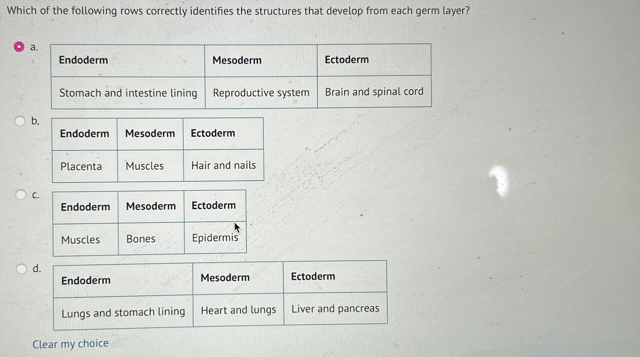 Solved Which of the following rows correctly identifies the | Chegg.com