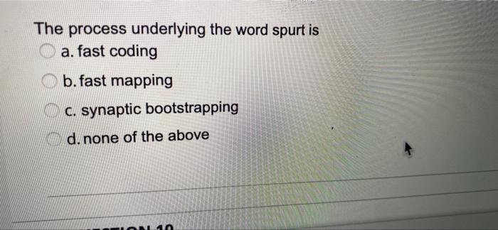 Solved The process underlying the word spurt is a. fast | Chegg.com
