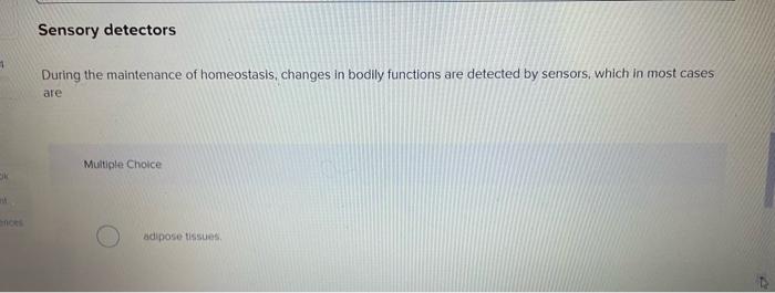 Solved Sensory detectors 1 During the maintenance of | Chegg.com