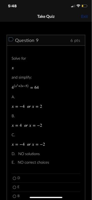 Solved Question 9 6 pts Solve for x and simplify: | Chegg.com