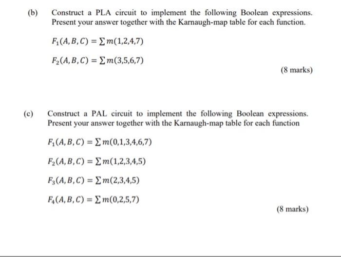 Solved (b) Construct a PLA circuit to implement the | Chegg.com