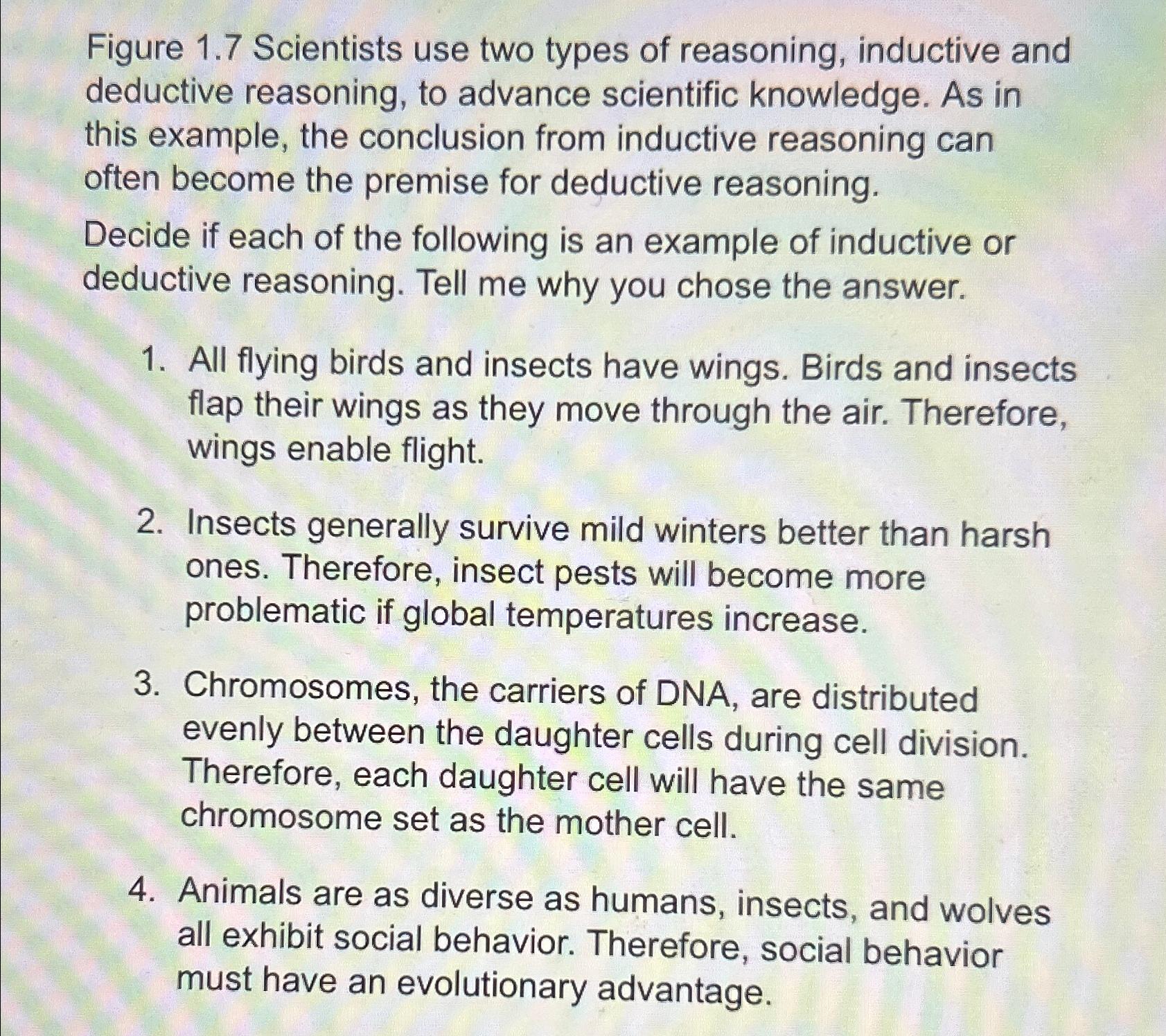 Solved Figure 1.7 ﻿Scientists use two types of reasoning, | Chegg.com
