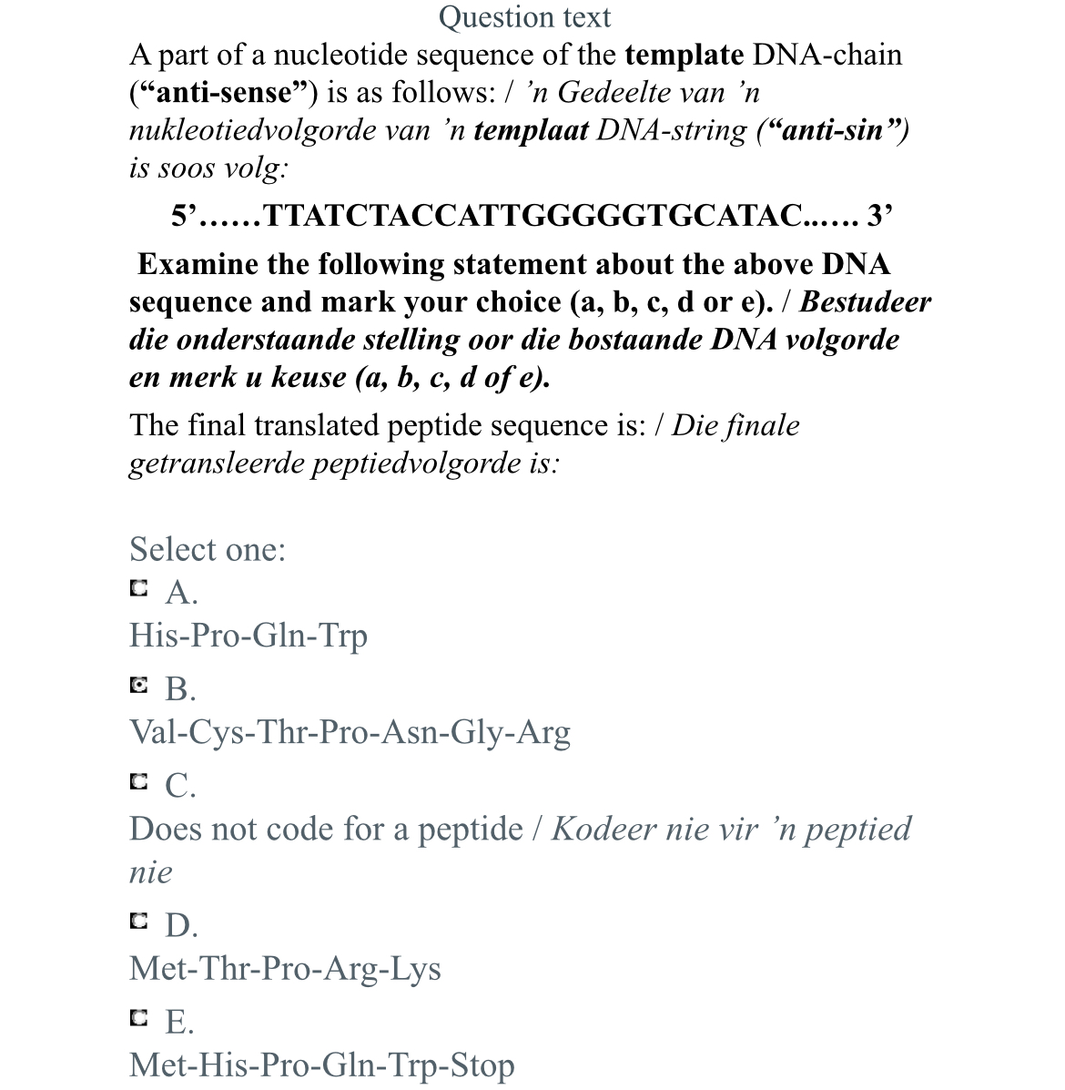 Solved Question textA part of a nucleotide sequence of the | Chegg.com