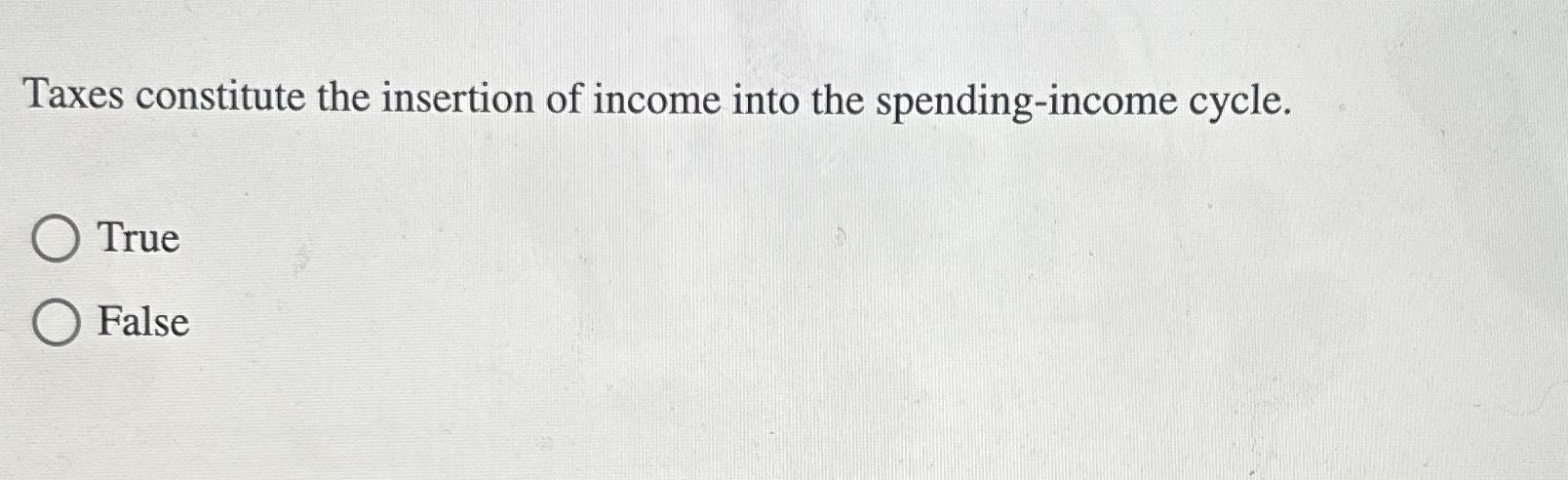 Solved Taxes constitute the insertion of income into the | Chegg.com