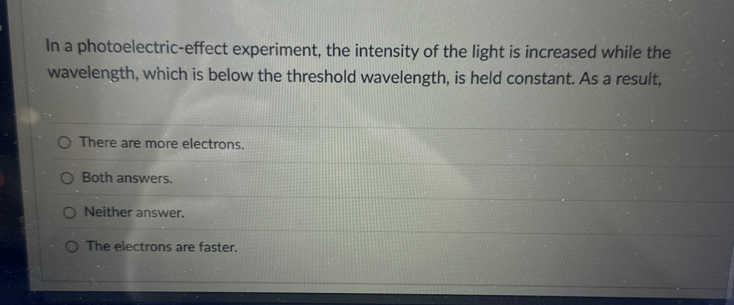 Solved In a photoelectric-effect experiment, the intensity | Chegg.com