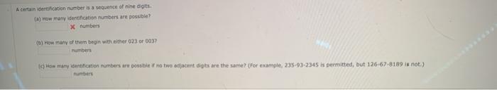 Solved A certain identification number is a sequence of nine | Chegg.com