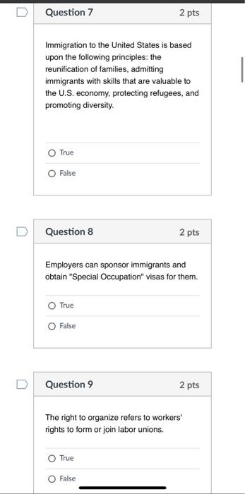 Solved Immigration to the United States is based upon the | Chegg.com