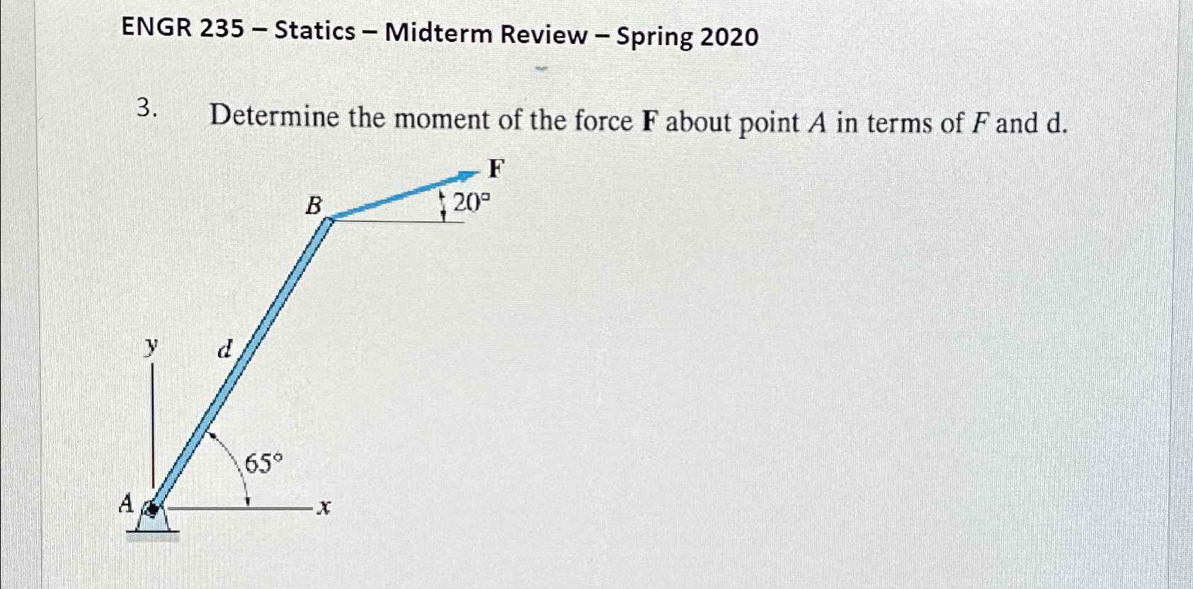 Solved ENGR 235 - ﻿Statics - ﻿Midterm Review - ﻿Spring | Chegg.com