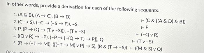 Solved In other words, provide a derivation for each of the | Chegg.com