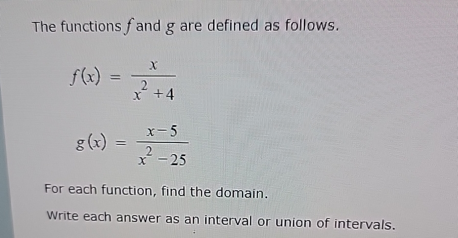Solved The functions f ﻿and g ﻿are defined as | Chegg.com
