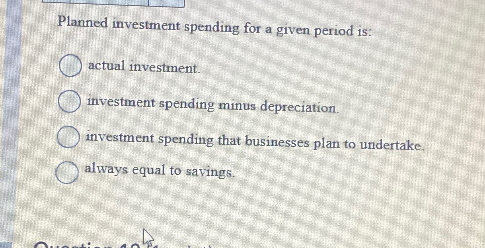 Solved Planned investment spending for a given period | Chegg.com