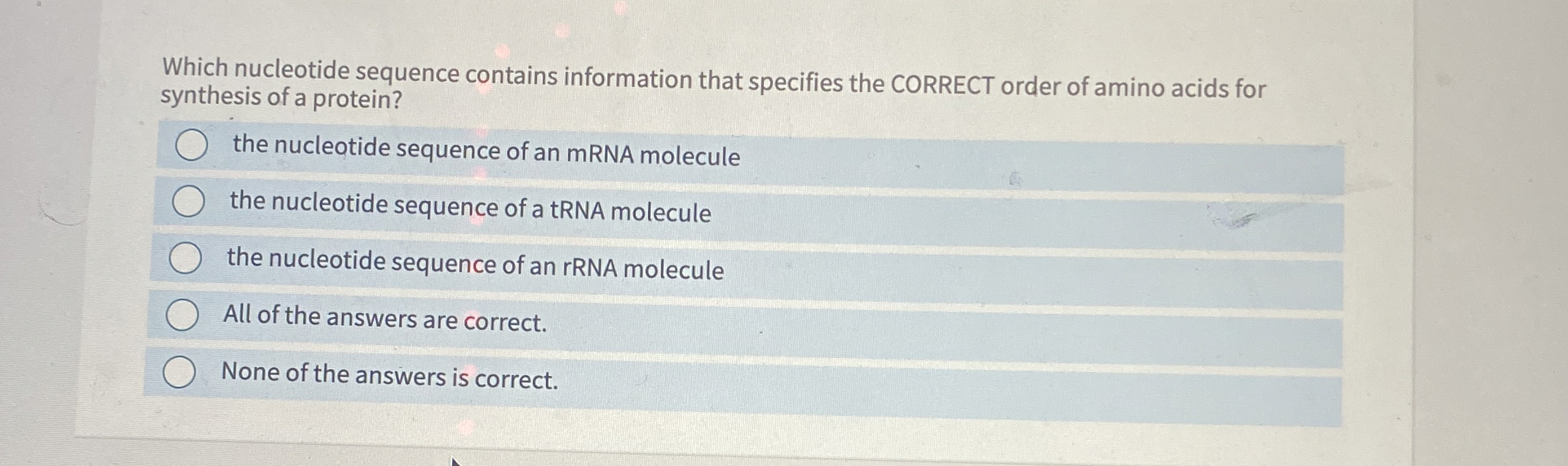 Solved Which nucleotide sequence contains information that | Chegg.com