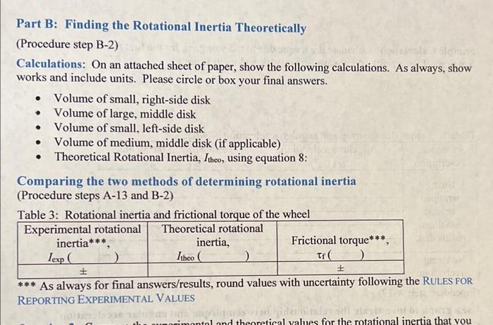 Part B: Finding the Rotational Inertia Theoretically | Chegg.com