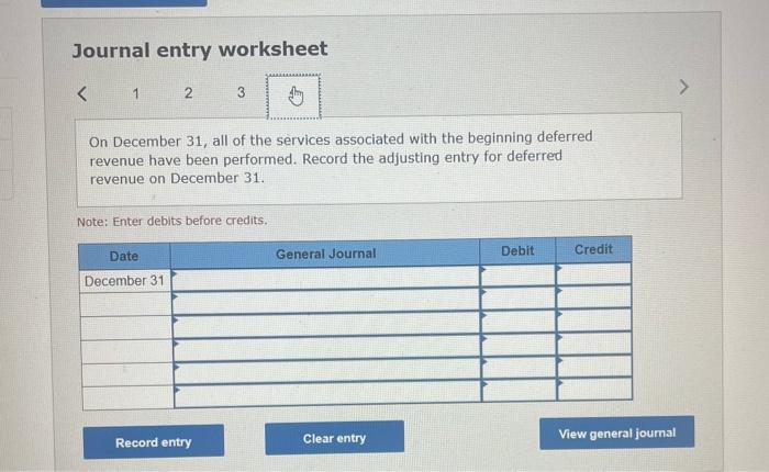 Solved Journal entry worksheet On December 31 , three months | Chegg.com