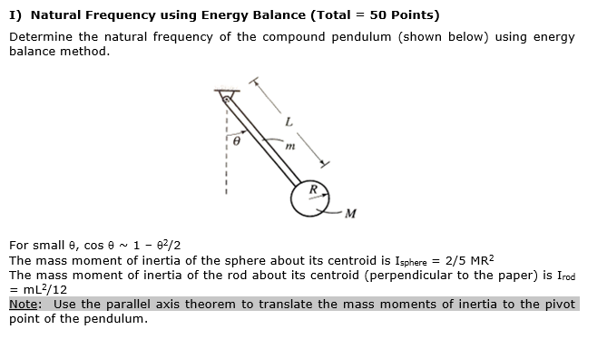 Solved I) ﻿Determine the natural frequency of the compound | Chegg.com