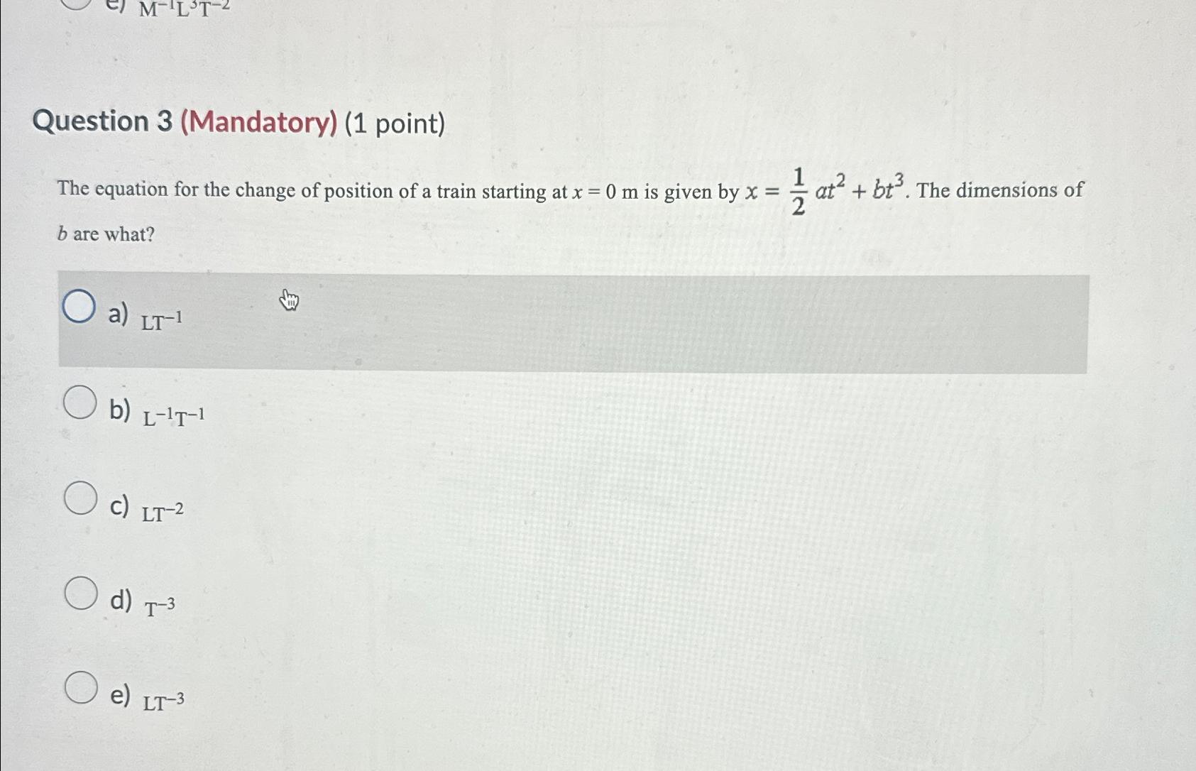 Solved Question 3 (Mandatory) (1 ﻿point)The equation for the | Chegg.com