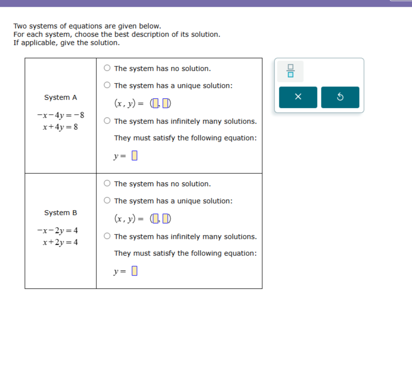 Solved Two systems of ﻿equations are given below.For each | Chegg.com