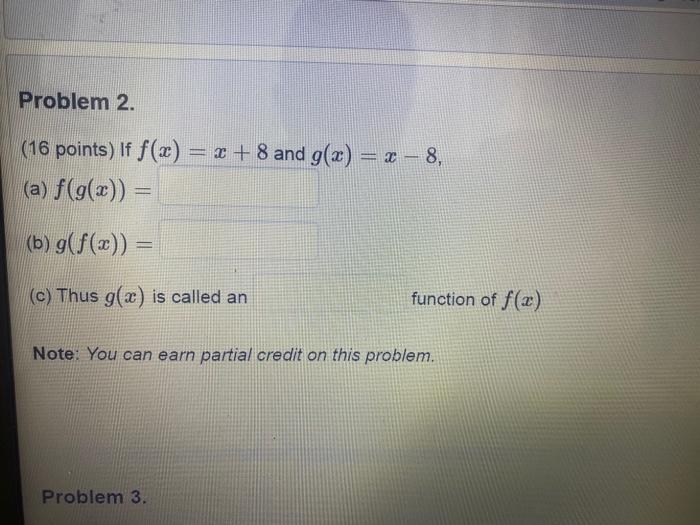 Solved 16 points) If f(x)=x+8 and g(x)=x−8 a) f(g(x))= b) | Chegg.com