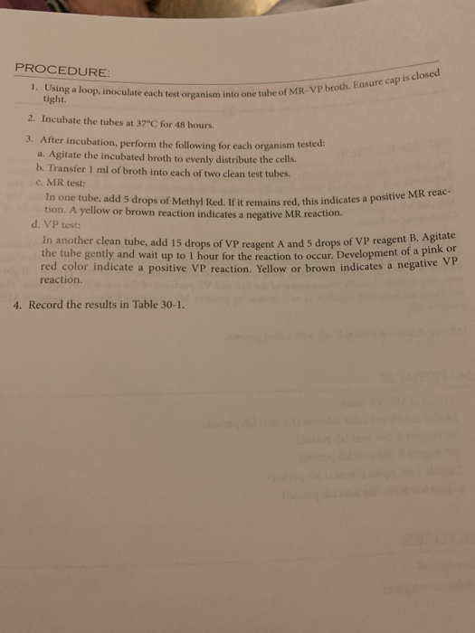 Solved LAB 30: IMVIC SERIES-MR-VP TEST INTRODUCTION: The | Chegg.com