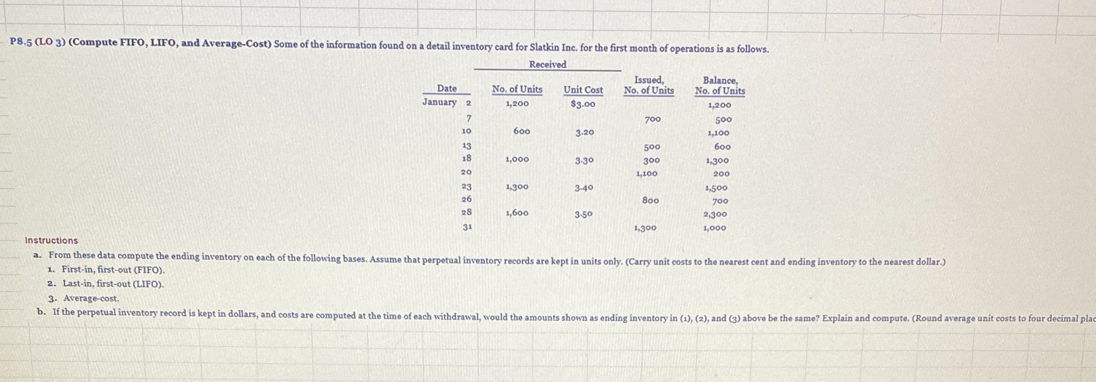 Solved PLEASE HELP ANSWER PART B!!!P8.5 (LO 3) (Compute | Chegg.com