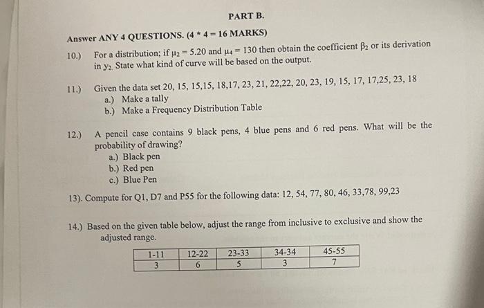 Solved Answer ANY 4 QUESTIONS. ( 4 * 4=16 MARKS) 10.) For a | Chegg.com