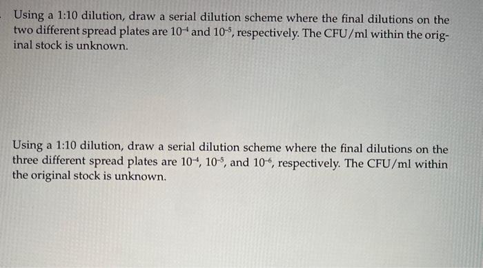 Solved Using A 1 10 Dilution Draw A Serial Dilution Scheme