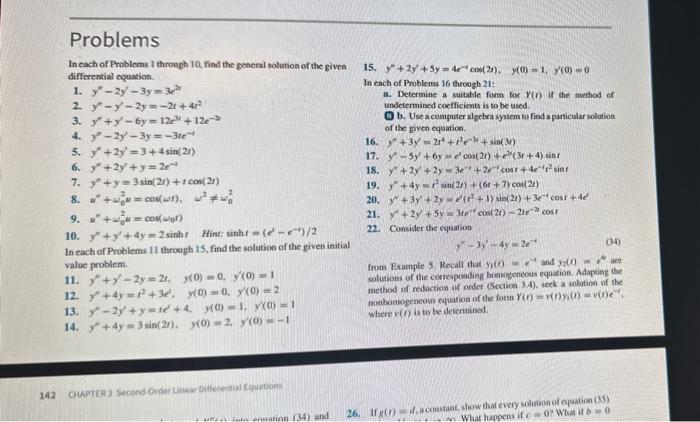 Solved In each of Problems 1 through 10 , find the genenal | Chegg.com